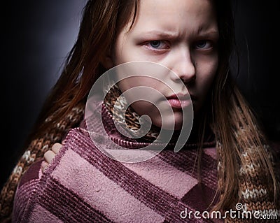 Portrait Of A Miserable Little Girl Royalty-Free Stock Photo ...