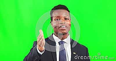 Portrait, Presentation and a Business Black Man on a Green Screen ...