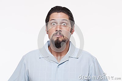 Portrait Of A Serious Young Man With Eyes Wide Open Royalty Free Stock ...