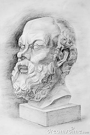 Portrait Of Socrates. Pencil Drawing. Academic Drawing Royalty-Free ...