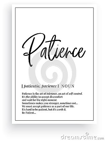 Patience Definition Vector. Minimalist Poster Design | CartoonDealer ...
