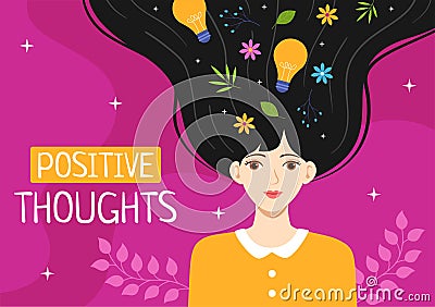 Positives Thoughts Vector Illustration With Thinking Positive As A ...