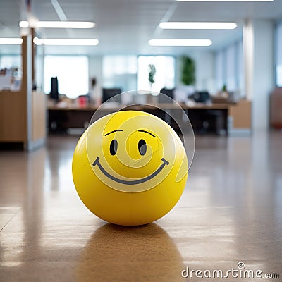 Positivity In The Workplace Demonstrated By A Yellow Smiling Ball In ...