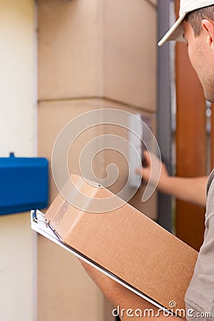 Postal Service - Delivery of a Package Stock Photo - Image of smiling ...