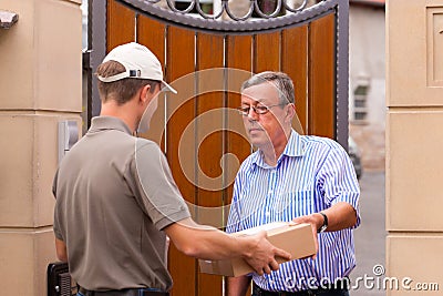 Postal Service - Delivery of a Package Stock Photo - Image of smiling ...