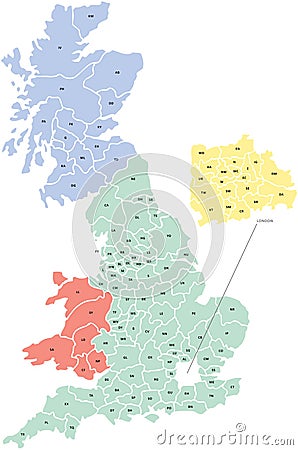 Postcode Map Of UK Vector Illustration | CartoonDealer.com #25081056