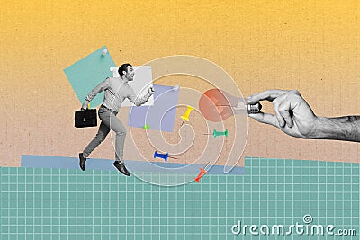 Poster Artwork 3d Collage Of Purposeful Persistent Man Completing Tasks ...