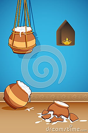 Pot Of Makhan For Janmashtami Cartoon Vector | CartoonDealer.com #25781693