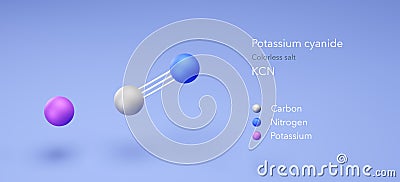 Potassium Cyanide Molecule, Molecular Structures, Colorless Salt, 3d ...