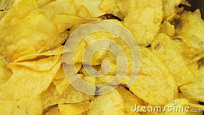 Potato Chips Rotating on Black Background Stock Video - Video of junk ...