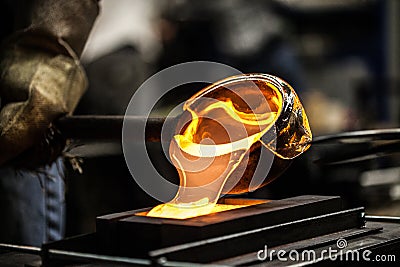 Pouring Melted Glass Into Graphite Mold Royalty-Free Stock Photography ...