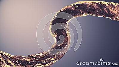 Pouring Surreal Curved Water Column Stream Digital Simulation Seamless ...