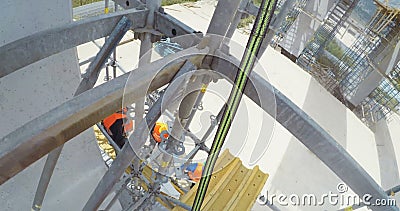 POV Shot of a Construction Worker Working on Bridge Construction Site ...