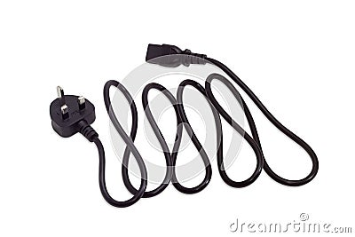 Power Cable With BS 1363 Plug On A Light Background Royalty-Free Stock ...
