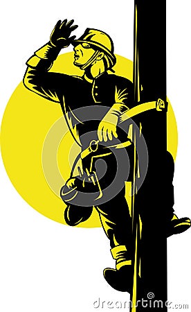 Power Lineworker On A Pole Royalty-Free Stock Image | CartoonDealer.com ...