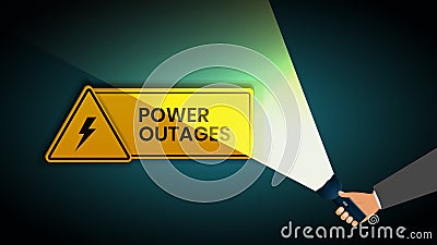Power Outage, Warning Poster In Yellow A Triangular Icon Of Electricity ...