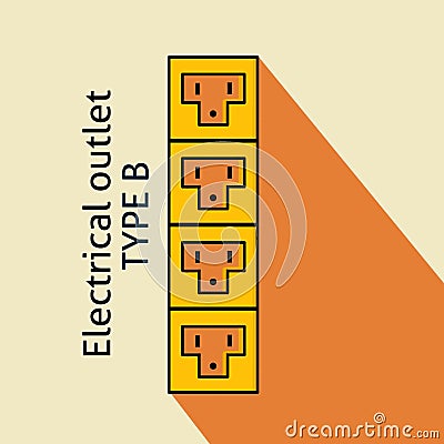 Type B Power Plug And Socket, Flat Design, Simple. Electrical Plugs And ...