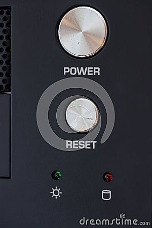 Power And Reset Button On Desktop Pc Panel Stock Photo - Image: 42258381