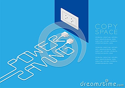 Power Saving Text Made From Plug Cable White Color, Environment Concept ...