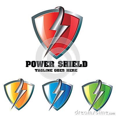 Power Shield Thunderbolt Concept Logo Design Cartoon Vector ...