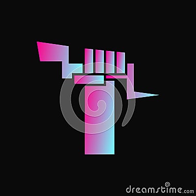 Hand Clenched And Lightning Logo Concept. Catching Lightning. Gradient ...