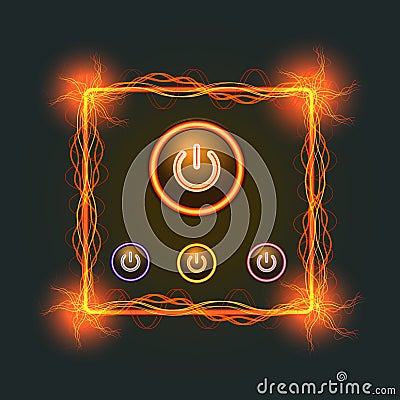 Powerful Symbol On A Black Background Light Vector Illustration ...