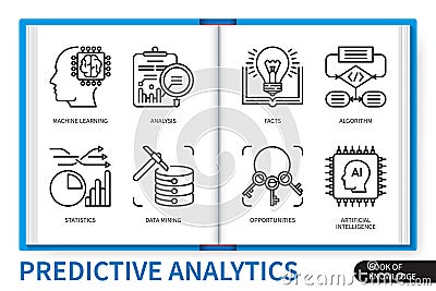 Predictive Analytics Infographics Linear Icons Collection Stock ...