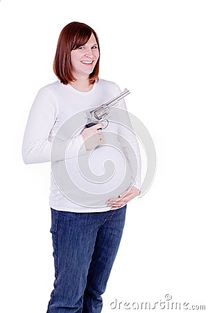 Pregnant Mother With Gun Stock Image | CartoonDealer.com #13530607