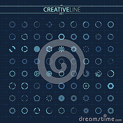 Futuristic Design Preloader Spinner Circles Set Vector Illustration ...