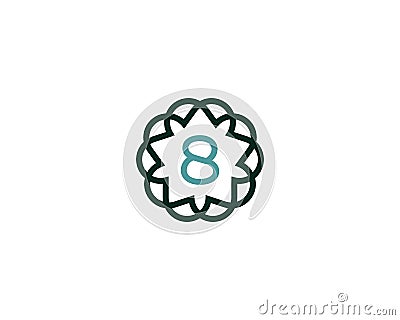 Premium Number 8 Logotype. Elegant Floral Frame With Number Icon Logo ...
