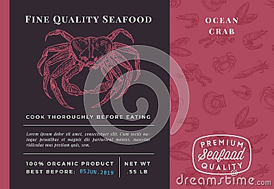 Premium Quality Seafood Abstract Vector Crab Packaging Design Or Label ...