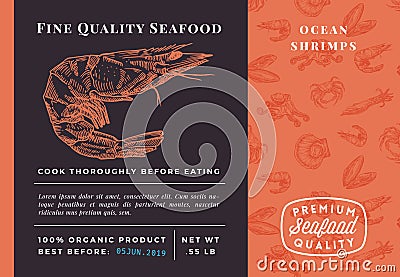 Premium Quality Seafood Abstract Vector Shrimp Packaging Design Or ...
