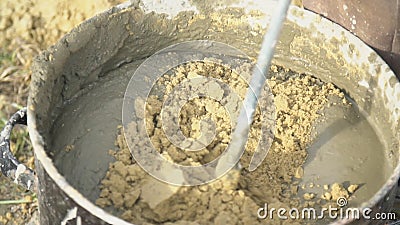 Preparation of Cement Mortar Stock Video - Video of bucket, mason ...