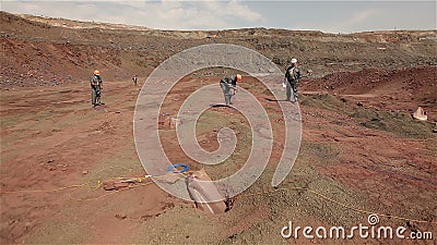 Preparation of an Explosion in the Quarry, Workers are Preparing ...