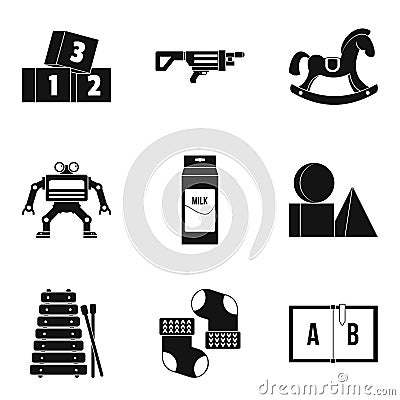 Preparatory Class Icons Set, Simple Style Vector Illustration ...