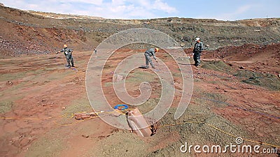 The Process of Placing Explosives in an Iron Ore Quarry. Explosives ...