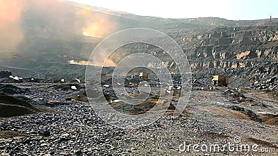 Preparing a Quarry for an Explosion. Placing a Charge in the Soil for ...