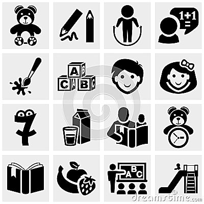 Preschool Vector Icons Set On Gray. | CartoonDealer.com #33947849