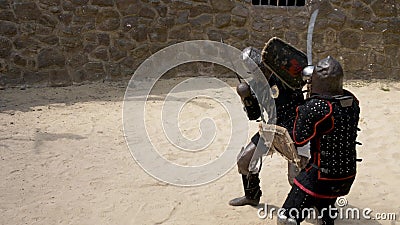 Presentation of the Battle of Knights with Swords and Shields Stock ...