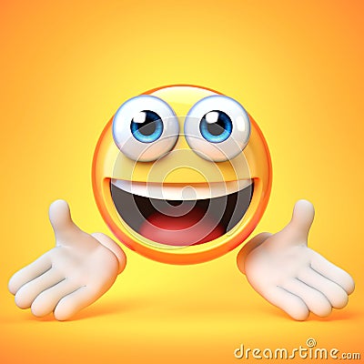 Presenting Emoji Isolated On Yellow Background, Greeting Emoticon 3d ...