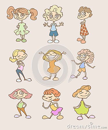 Pretty Cartoon Girls Royalty Free Stock Images - Image: 16445349