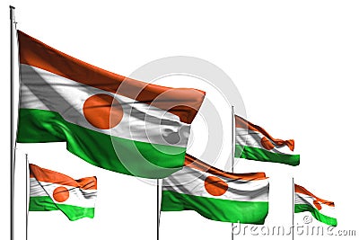 Cute Five Flags Of Niger Are Wave Isolated On White - Any Celebration ...