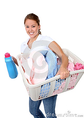 Pretty Woman Doing Laundry Royalty Free Stock Photo - Image: 7934285