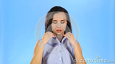 Pretty Woman is Hot and Sweating Stock Footage - Video of brunette ...