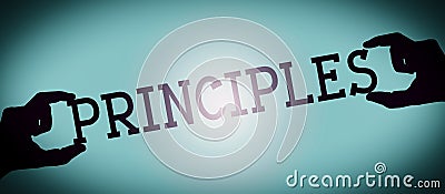 Principles - Human Hands Holding Black Silhouette Word Royalty-Free ...