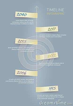 Vector Info Graphic Timeline With Paper Yellow Stickers. Vector ...