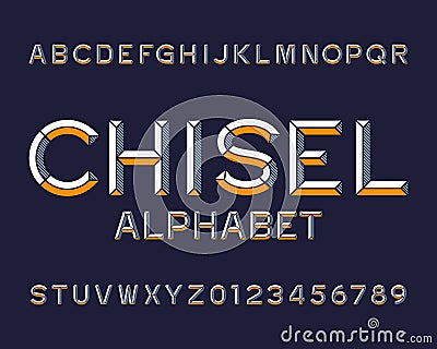 Chisel Alphabet Font. Type Letters And Numbers. Cartoon Vector ...