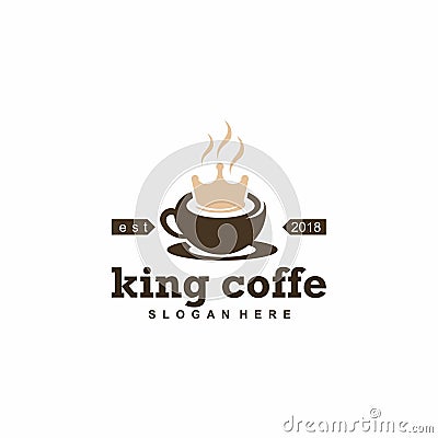 King Coffee Logo,coffee Shop Logo Design Template Vector Illustration ...