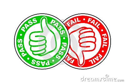 Pass And Fail Thumbs Up And Down Icon Cartoon Vector | CartoonDealer ...