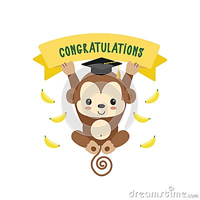Congratulations Card With Cute Monkeys Cartoon. | CartoonDealer.com ...